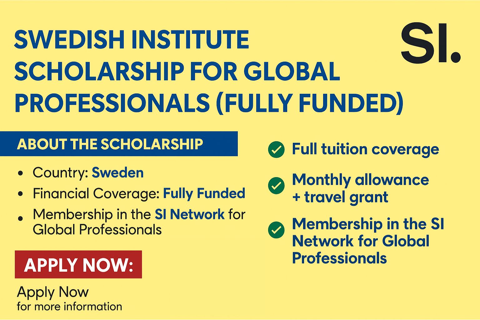 Swedish Institute Scholarships for Global Professionals